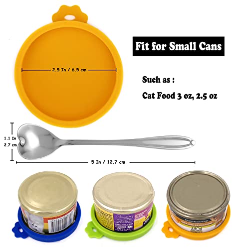 COMTIM Cat Food Can Lids, Silicone Pet Food Can Lids Small Cat Food Can Lids Covers for 3 oz Cans, 2 Lids with a Cat Food Spoon