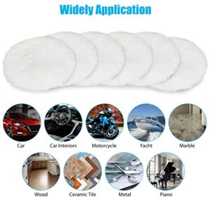 6PCS 6 Inch Wool Polishing Buffing Pads, Wool Buffing Pad, Bonnet Buffing Polishing Pads Wool Polisher Pad Kit, Drawstring Design Polisher Buffing Pads for Car Buffer Polisher Compounding, Polishing