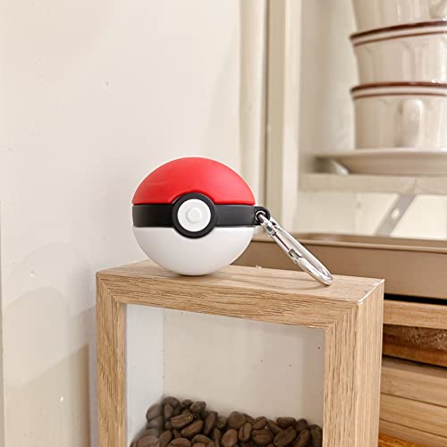 Compatible with Samsung Galaxy Buds2 pro(2022)/Galaxy Buds Live(2020)/Galaxy Buds pro(2021)/Galaxy Buds 2 (2022) Charging Box,Cute 3D Cartoon Poke Ball Earphone case,Soft Silicone Case with Hook