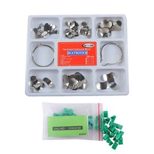 tazrigo 100pcs/set dental sectional contoured matrices matrix ring delta with 40pcs add-on wedge