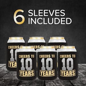 Cheers to 5 Years Can Cooler - 6 Pack, Insulated Thermocooler, Black with Gold Text, 5th for Him or Her, Party Favor, Fade-Resistant (5th Anniversary)