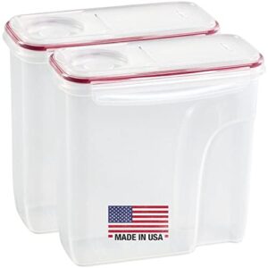 cereal containers storage dispenser extra large 1.5 gallon (192 oz) keeps fresh cereal airtight lid plastic, dog or cat food containers family-size cereal keeper, dishwasher safe - made in usa - 2 pack