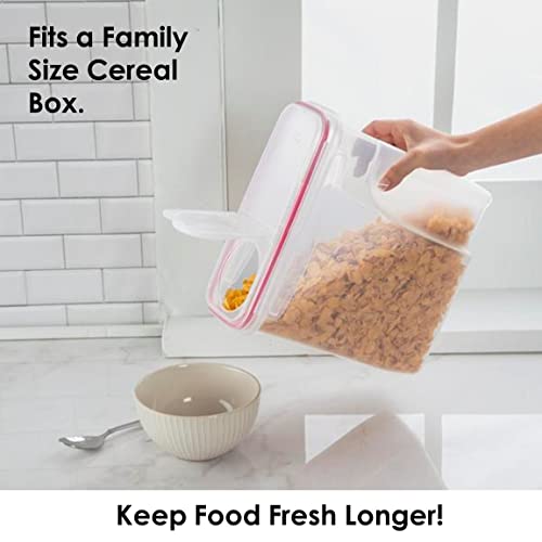 Cereal Containers Storage Dispenser Extra Large 1.5 Gallon (192 Oz) Keeps Fresh Cereal Airtight Lid Plastic, Dog or Cat Food Containers Family-Size Cereal Keeper, Dishwasher Safe - Made In USA - 2 Pack