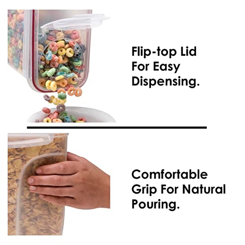 Cereal Containers Storage Dispenser Extra Large 1.5 Gallon (192 Oz) Keeps Fresh Cereal Airtight Lid Plastic, Dog or Cat Food Containers Family-Size Cereal Keeper, Dishwasher Safe - Made In USA - 2 Pack