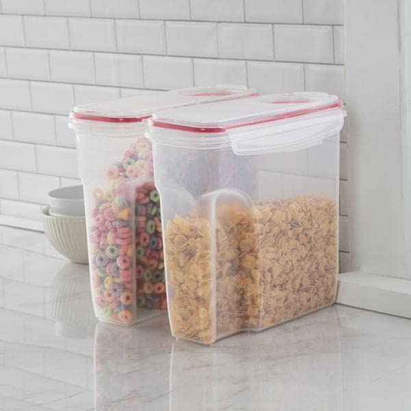 Cereal Containers Storage Dispenser Extra Large 1.5 Gallon (192 Oz) Keeps Fresh Cereal Airtight Lid Plastic, Dog or Cat Food Containers Family-Size Cereal Keeper, Dishwasher Safe - Made In USA - 2 Pack