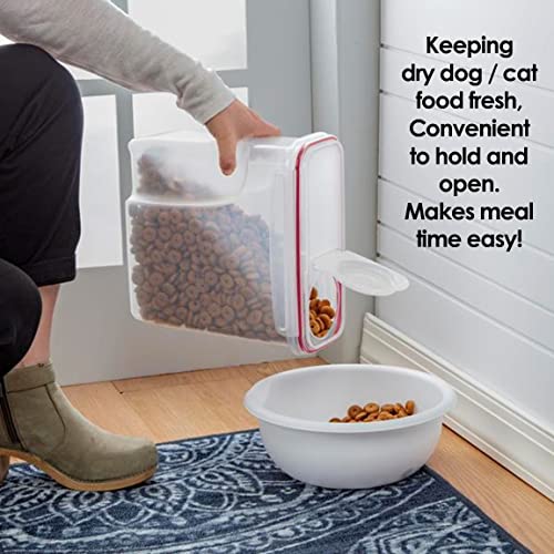 Cereal Containers Storage Dispenser Extra Large 1.5 Gallon (192 Oz) Keeps Fresh Cereal Airtight Lid Plastic, Dog or Cat Food Containers Family-Size Cereal Keeper, Dishwasher Safe - Made In USA - 2 Pack