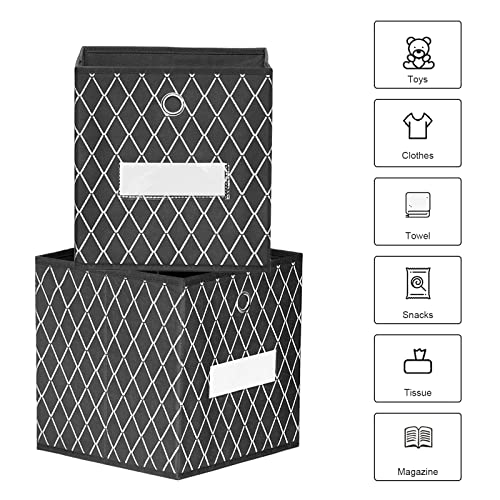 Cube Storage Organizer Bins - 11x11x11 Inch Fabric Storage Cubes Basket Container with Metal Ring Handle for Closet,Pantry,Boys,Girls,Kids Toys,Clothes,Nusery,Kallax Shelving Unit,Set of 6 (Gray)