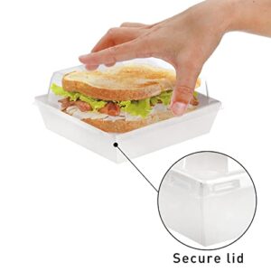 Hiceeden Set of 100 Sandwich Boxes with Clear Lids, White Paper Charcuterie Boxes, 5" Square Dessert Cake Boxes Food Grade for Swiss Roll, Hamburger, Pasta, Salad, Cookie