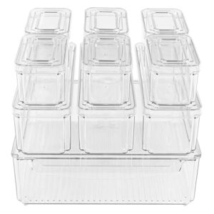 Modern-Depo 10 PCS Refrigerator Organizer Bins Food Containers with Various Size Storage Bins for Fridge, Countertop, Cabinets & Pantry