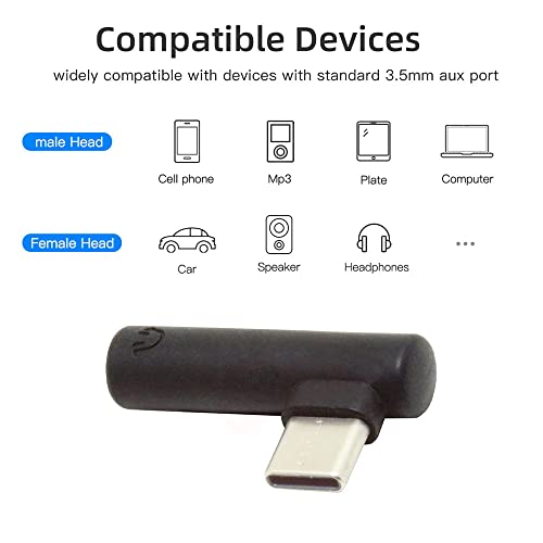 NFHK 5pcs/Set Type-C to 3.5mm Earphone Adapter 90 Degree Angled Type USB-C 3.1 Male to AUX Audio Female