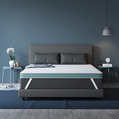 Bedstory 3 Inch Queen Size Memory Foam Mattress Topper Extra Firm, Pain-Relief Bed Topper, Cooling Gel/Copper/Bamboo Charcoal/Green Tea Infused High-Density Memory Foam, Skin-Friendly Cover