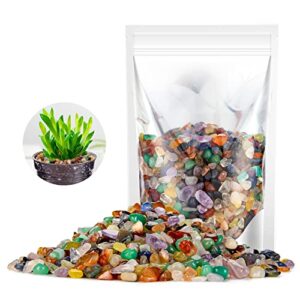 rifny colorful crystal decorative rocks 0.3" polished stones for vase filler aquarium fish tank gravel air plant flower pots succulents and landscape bottom decor handwork diy craft (1.5 lb, color)