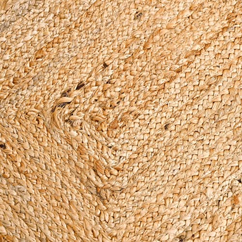 KLAVATE Scalloped Natural Jute Natural Color Reversible Braided Woven Rigo Area Rug, 2x3