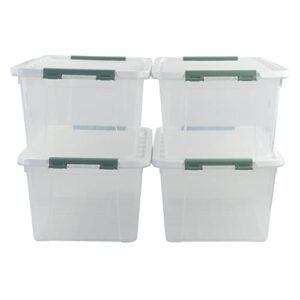 jekiyo 32 quart clear storage boxes with lid, 4 packs, multipurpose plastic storage containers