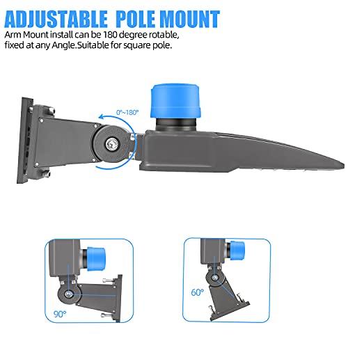 LED Parking Lot Light 200W, 5500K, 28,000LM (135LM/W ) LED Street Lighting with Dusk to Dawn Photocell, Commercial Adjustable Direct Arms Mount LED Shoebox Light, Ideal for Basketball Court,Stadium