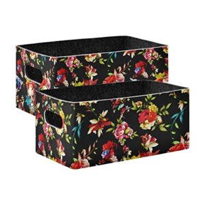 skull flowers storage basket felt storage bin collapsible towel storage convenient box organizer for pet supplies magazine