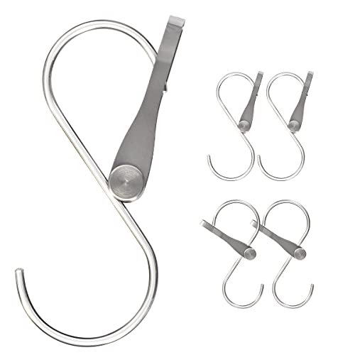 GEZIDEA S Hooks Stainless Steel Heavy Duty S Hooks Anti Drop for Work Shop,Wardrobe,Office,4Pieces