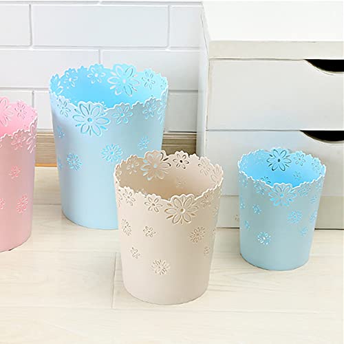 SNOBUOWIN 3PCS Garbage Can Wastebasket, Hollow Flower Shape Plastic Lidless Wastepaper Baskets Trash Can (Purple)