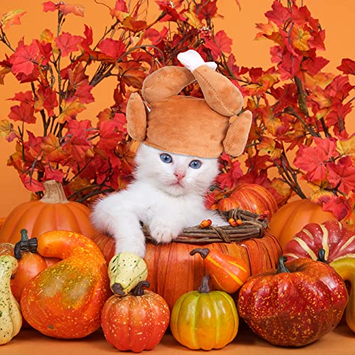 YUJUN Cat Thanksgiving Cute Costume Pet Turkey Drumstick Hat for Cats Small Dogs Puppy Thanksgiving Party Costume Cosplay Accessory Headwear