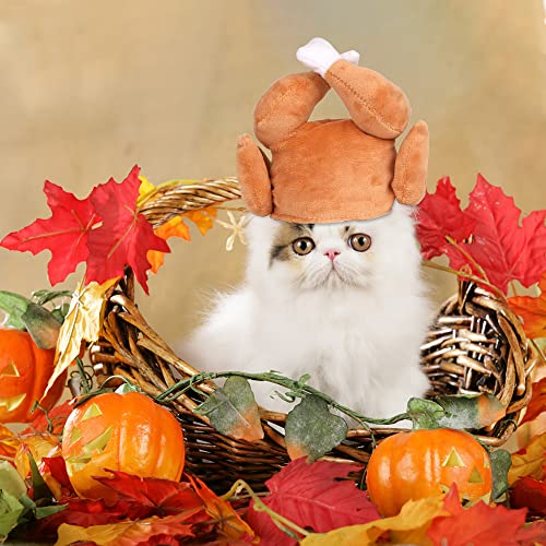 YUJUN Cat Thanksgiving Cute Costume Pet Turkey Drumstick Hat for Cats Small Dogs Puppy Thanksgiving Party Costume Cosplay Accessory Headwear