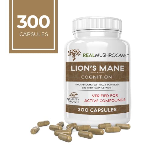 Real Mushrooms Lions Mane for Humans (300ct) and Pets (120ct) - Bundle for Cognition & Immunity - Vegan, Non-GMO, Gluten-Free, Grain-Free Mushroom Extract Supplements