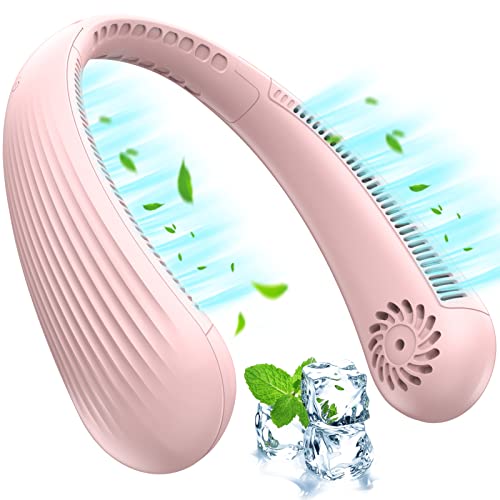 Neck Fan, 6000mAh Portable Fan Personal Fan Hands Free Bladeless Neck Fan 3 Speeds Adjustment 360° Cooling USB Wearable Fan Rechargable Hanging Neck Fan for Women, Men, Office, Travel, Outdoor