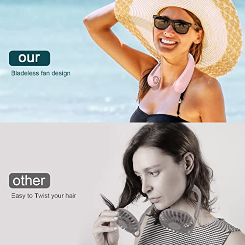 Neck Fan, 6000mAh Portable Fan Personal Fan Hands Free Bladeless Neck Fan 3 Speeds Adjustment 360° Cooling USB Wearable Fan Rechargable Hanging Neck Fan for Women, Men, Office, Travel, Outdoor