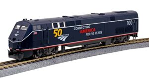 kato usa model train products ho ge p42 amtrak midnight blue #100 w/ 50th anniversary logo (37-6113)