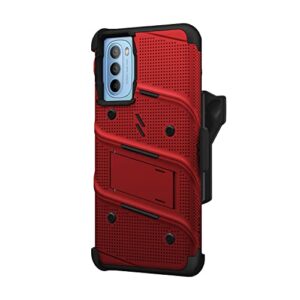 ZIZO Bolt Bundle for Moto g 5G (2022) Case with Screen Protector Kickstand Holster Lanyard - Red