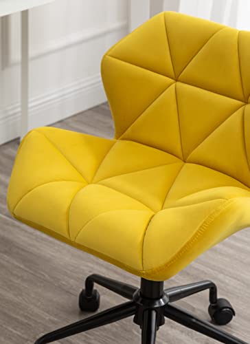 Roundhill Furniture Eldon Diamond Tufted Adjustable Swivel Office Chair, Yellow