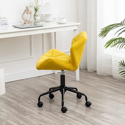 Roundhill Furniture Eldon Diamond Tufted Adjustable Swivel Office Chair, Yellow