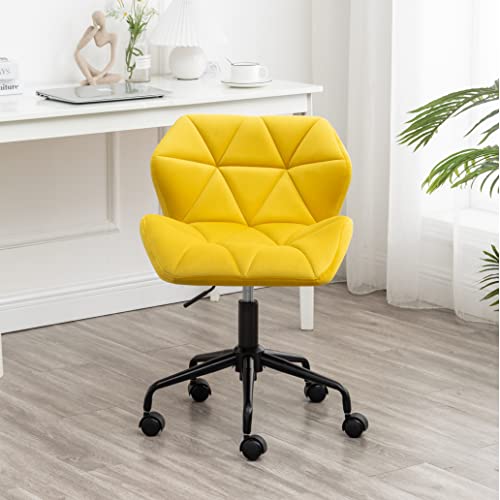 Roundhill Furniture Eldon Diamond Tufted Adjustable Swivel Office Chair, Yellow