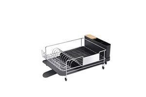 i-home drying rack with swivel spout for kitchen counter or sink, expandable dish drainer rack with utensil holder and cup holder (wk810439)