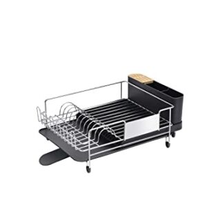 i-Home Drying Rack with Swivel Spout for Kitchen Counter or Sink, Expandable Dish Drainer Rack with Utensil Holder and Cup Holder (WK810439)