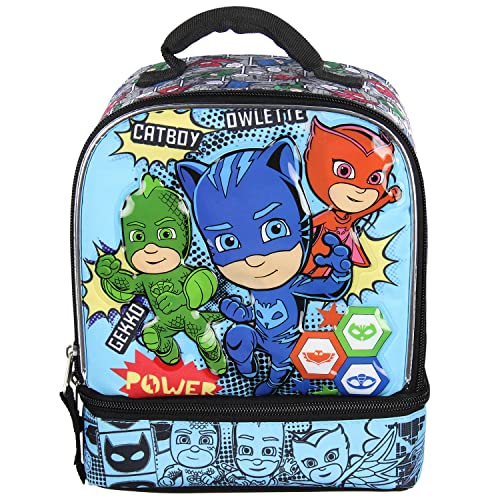 AI ACCESSORY INNOVATIONS PJ Masks Comic Book 3-D Character Dual Compartment Insulated Lunch Bag Tote