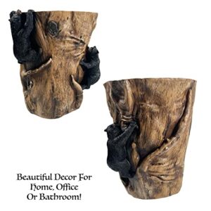 Urbalabs Bear On Log Western Rustic Bathroom Trash Can Office Waste Basket Country Decor Rustic Office Garbage Can Cowboy Gun Decor Bathroom Decor Man Cave Western Waste