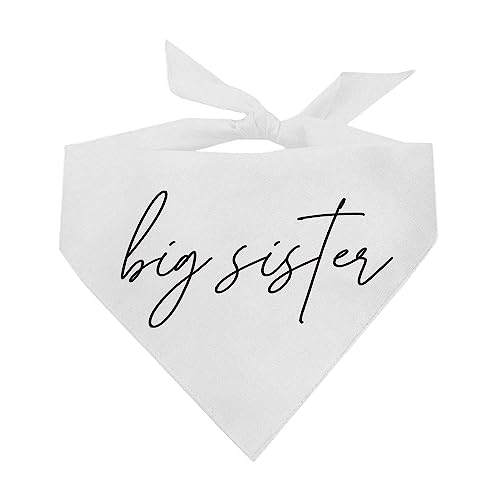 Big Sister Boho Gender Reveal/Baby Announcement Dog Bandana (White, OS 773)