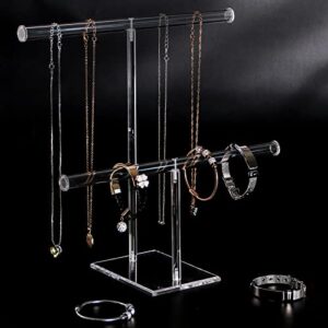 Ausalivan Acrylic Bracelet Holder Display,Small Necklace Organizer Holder,Bracelet Stand for Selling,2 Tier Jewelry Storage Hanging Rack