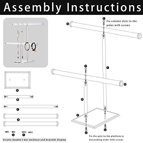 Ausalivan Acrylic Bracelet Holder Display,Small Necklace Organizer Holder,Bracelet Stand for Selling,2 Tier Jewelry Storage Hanging Rack