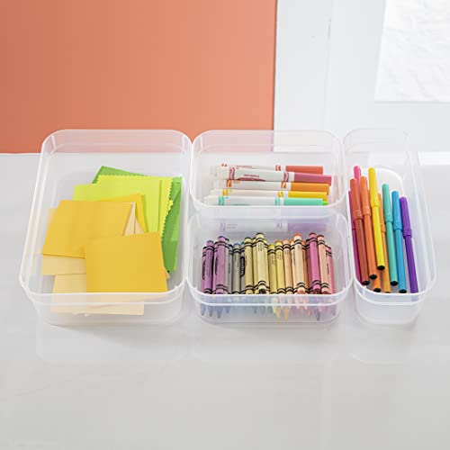 Clear Plastic Bins Drawer Organizer - Junk Drawer Organizer - Set of 6-9" x 7" - Made in USA