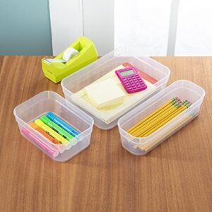 Clear Plastic Bins Drawer Organizer - Junk Drawer Organizer - Set of 6-9" x 7" - Made in USA