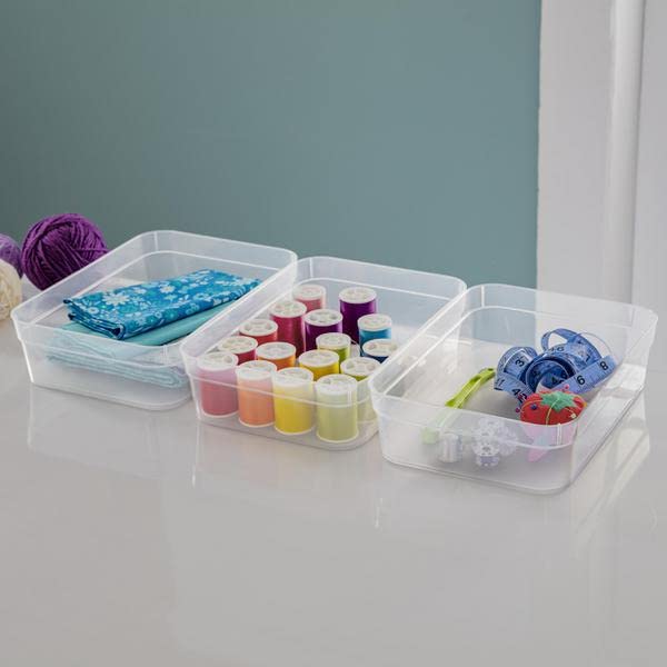 Clear Plastic Bins Drawer Organizer - Junk Drawer Organizer - Set of 6-9" x 7" - Made in USA