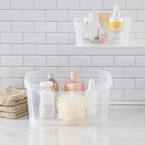 Tribello Plastic Storage Bins, Clear Storage Bins for Pantry - Medium 13” X 9” X 5” Pantry Organization and Storage Bins for Bathroom, Closet Shelves Organizer Bins - Made In USA - 2 Pack