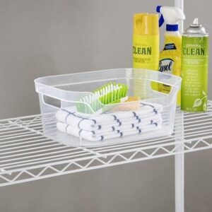 Tribello Plastic Storage Bins, Clear Storage Bins for Pantry - Medium 13” X 9” X 5” Pantry Organization and Storage Bins for Bathroom, Closet Shelves Organizer Bins - Made In USA - 2 Pack