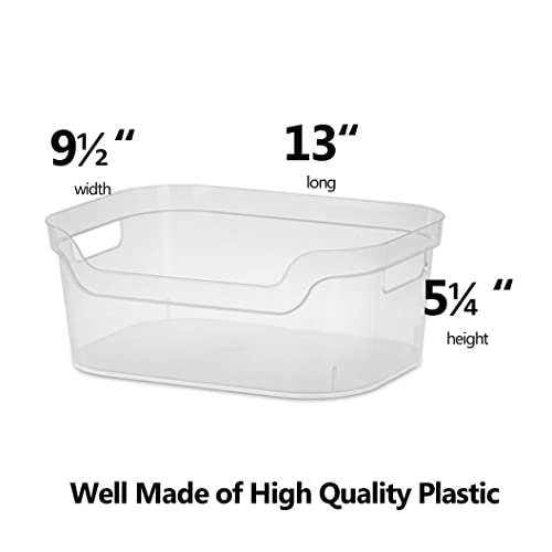 Tribello Plastic Storage Bins, Clear Storage Bins for Pantry - Medium 13” X 9” X 5” Pantry Organization and Storage Bins for Bathroom, Closet Shelves Organizer Bins - Made In USA - 2 Pack