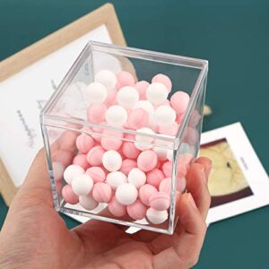 dedoot Clear Acrylic Box with Llid, 4 Pack 4.7x4.7x4.7 inches Clear Plastic Box for Organize, Acrylic Cube Storage Container Drawer Organizer for Vanity Jewelry Accessories, Small Items