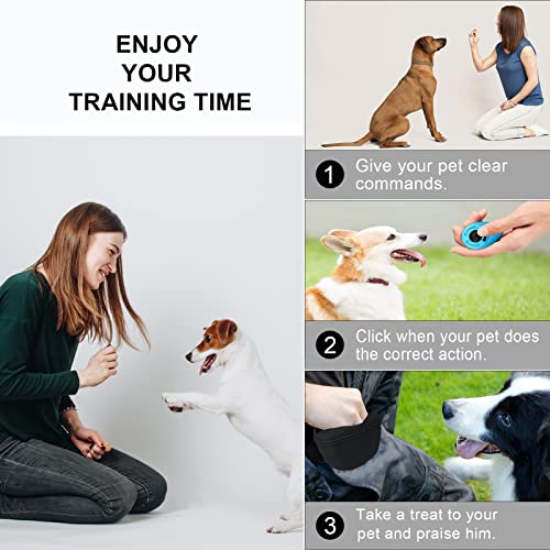 Left&Right Dog Clicker Training Kit,Silicone Dog Training Treat Pouch and Dog Clickers,Dog Treat Bag with Clicker Training for Dogs,Pet Treat Bag with Convenient Magnetic Buckle Closing and Waist Clip