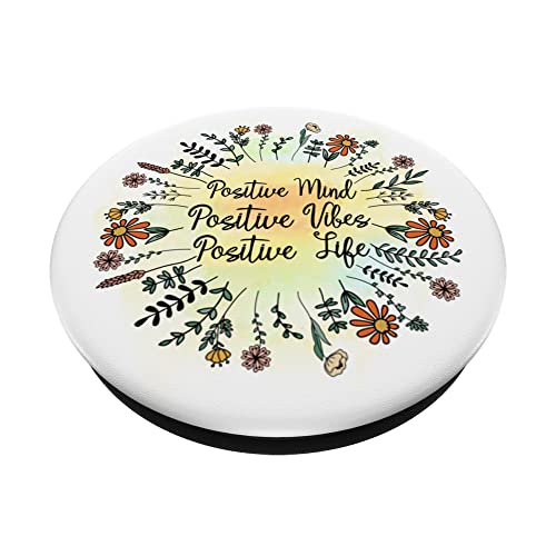 Positive mind Positive vibes Positive Life Watercolor Flower PopSockets Swappable PopGrip