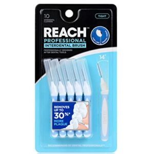 REACH Interdental Brush Tight 1.0mm | Removes up to 30% More Plaque | Special Designed for Gum Protection, PFAS Free | 10 Brushes