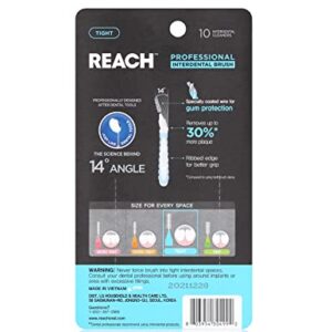 REACH Interdental Brush Tight 1.0mm | Removes up to 30% More Plaque | Special Designed for Gum Protection, PFAS Free | 10 Brushes